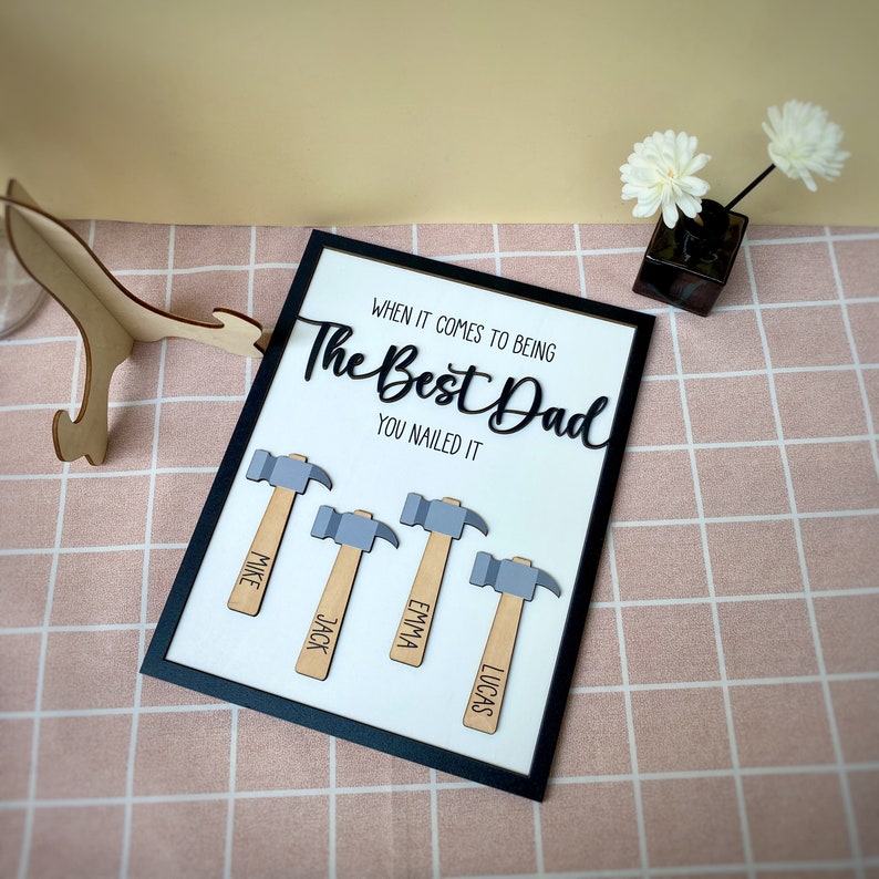 Best Dad You Nailed It Wooden Sign, Personalized Kids' Names Sign ...