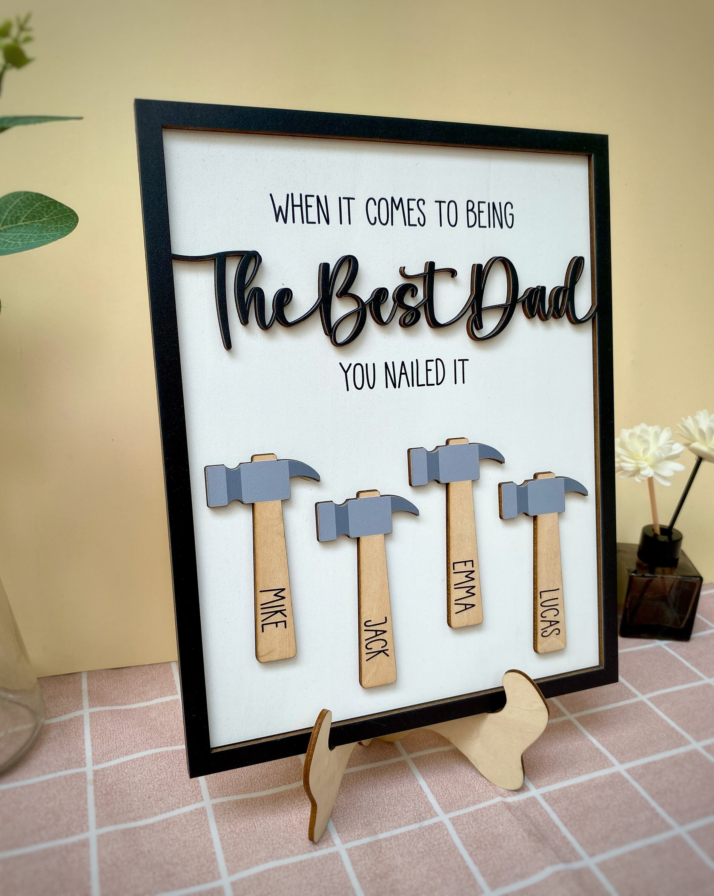Best Dad You Nailed It Wooden Sign, Personalized Kids' Names Sign ...