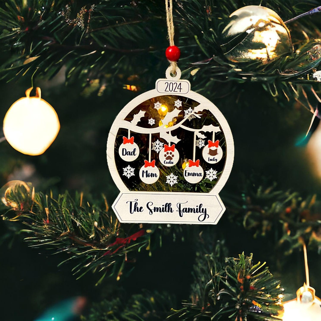 Personalized Christmas Family Tree Name Ornament, Custom Family Name ...