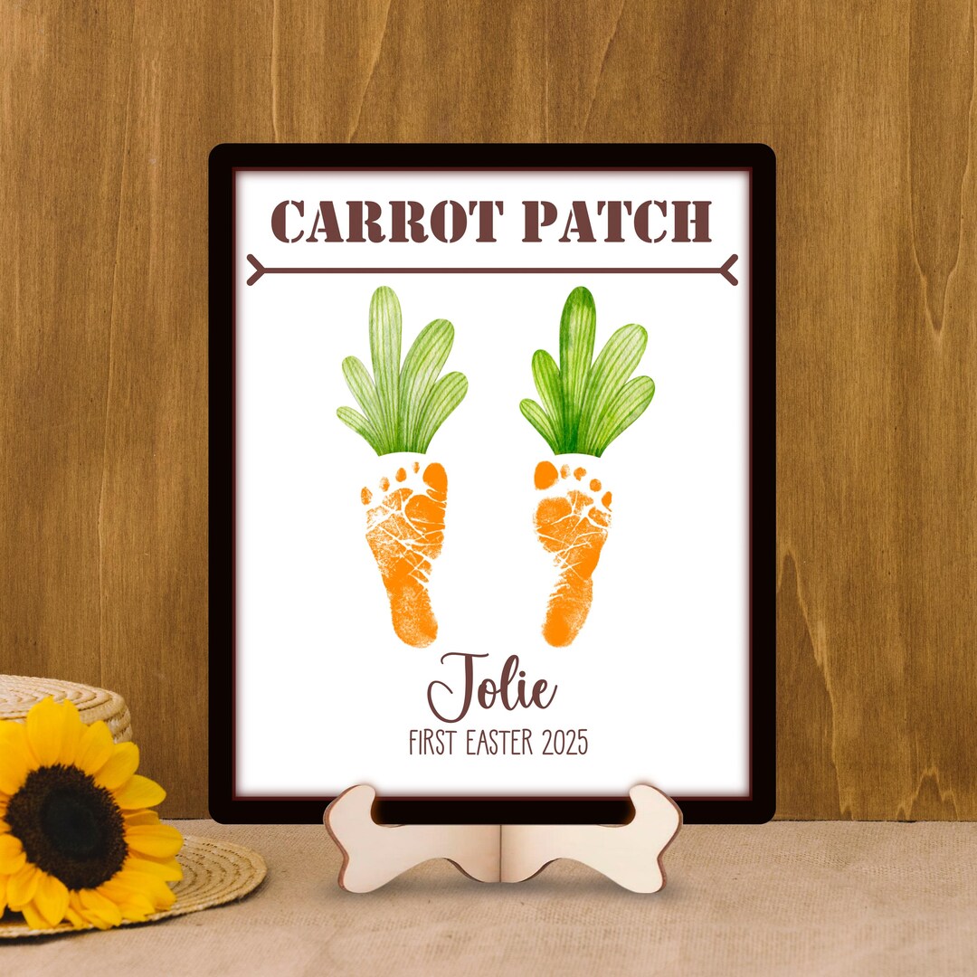 Custom Easter Footprint Art, Easter Carrot Patch Sign, Easter Baby Gift ...