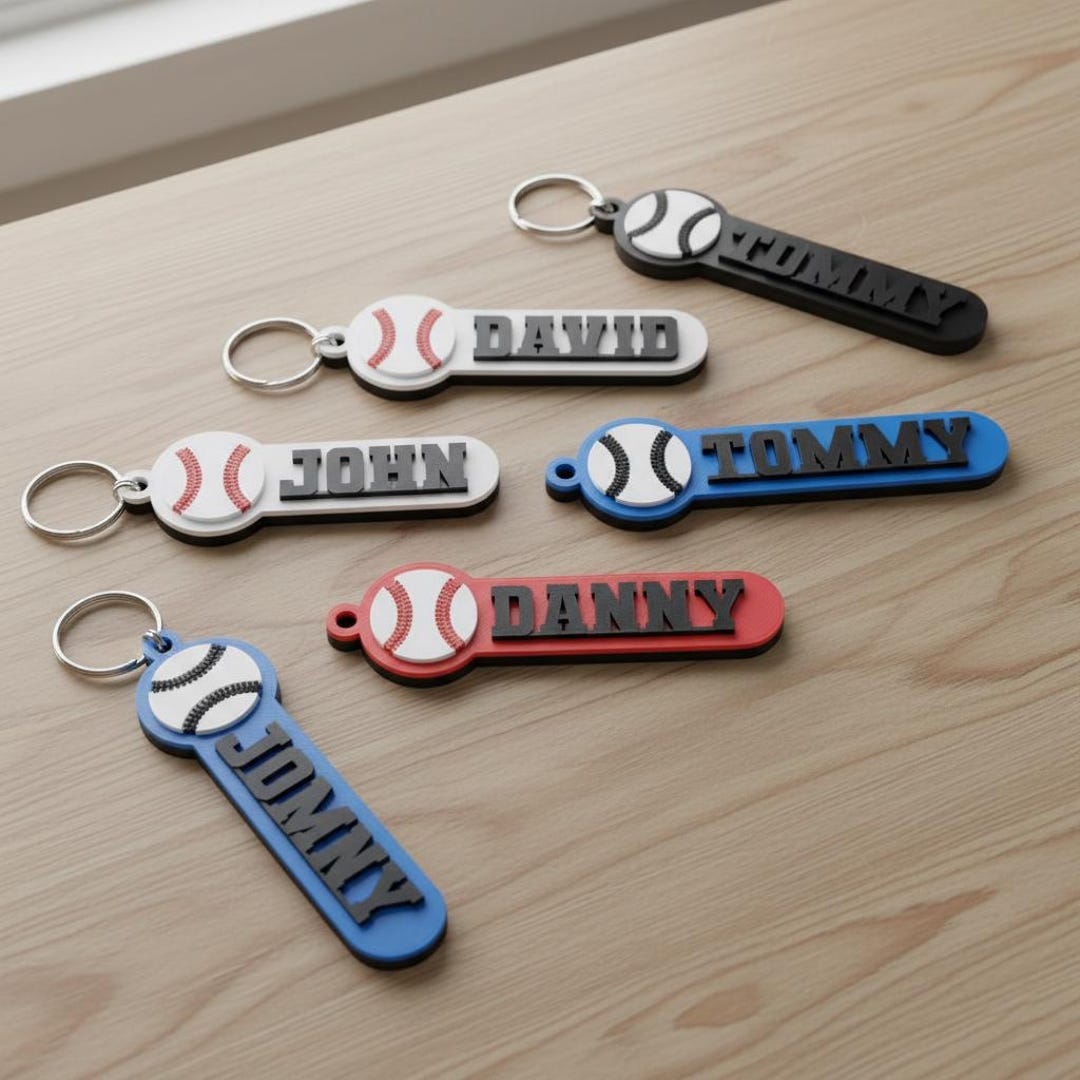 Custom Name Baseball Player Keychain, Personalized Baseball Team Gift ...
