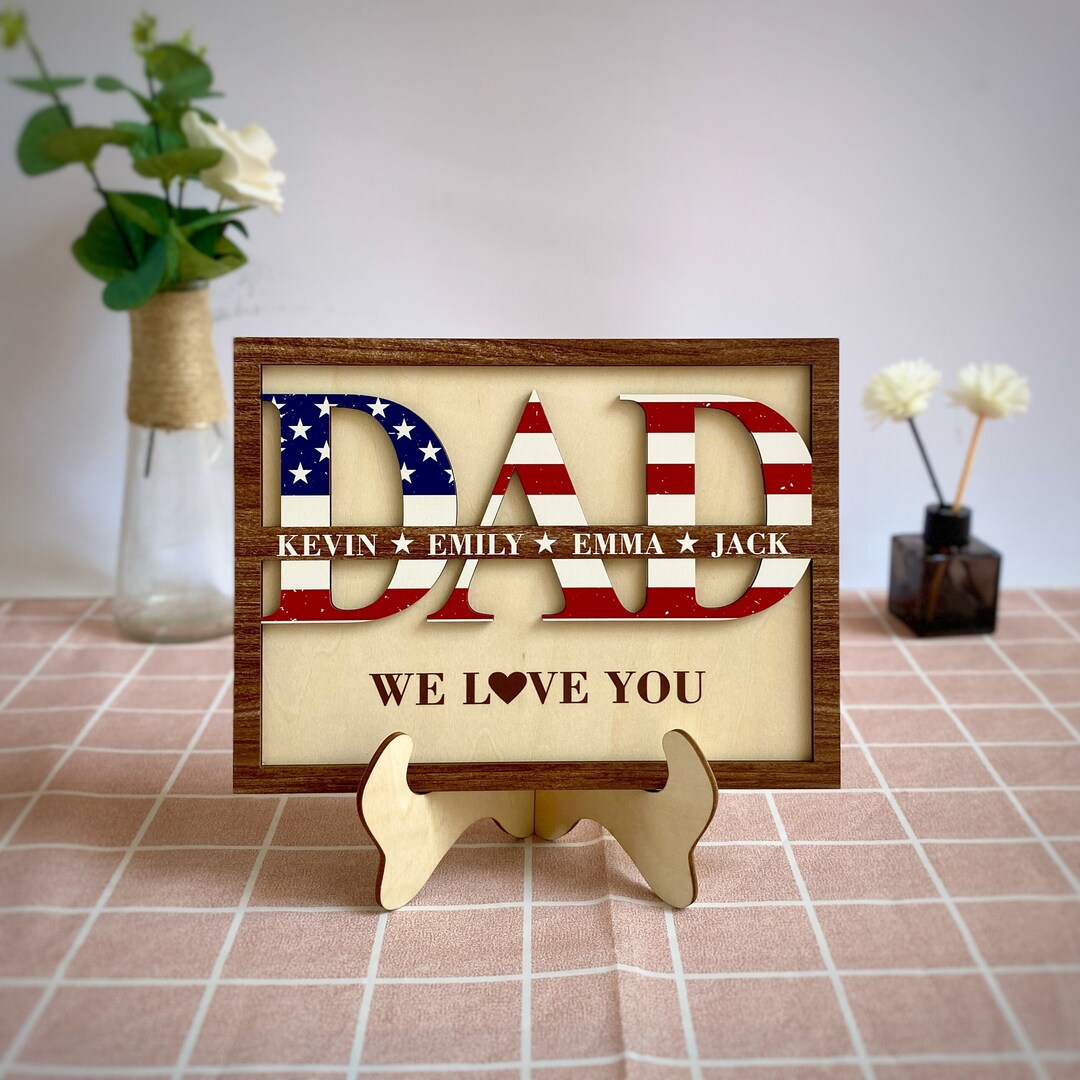 Personalized Dad Sign With Kids' Names, Custom Gift for Father’s Day ...