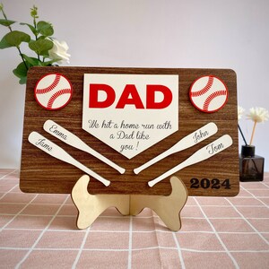 Personalized Baseball Fathers Day Gift, Custom Baseball Dad Sign With ...