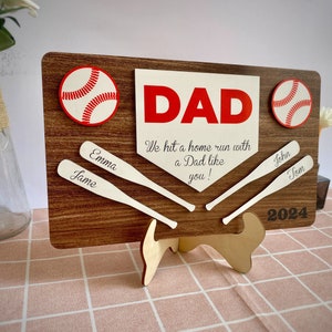 Personalized Baseball Fathers Day Gift, Custom Baseball Dad Sign With ...