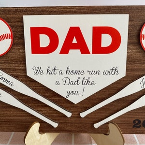 Personalized Baseball Fathers Day Gift, Custom Baseball Dad Sign With ...