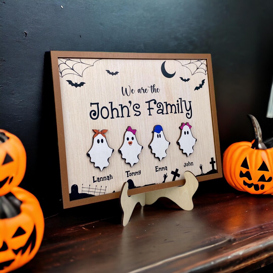 Custom Wooden Ghost Signs, Spooky Season Gift, Unique Family Wooden ...