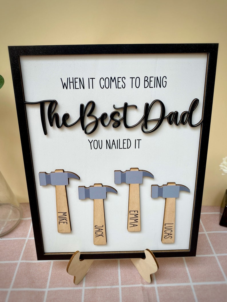 Best Dad You Nailed It Wooden Sign, Personalized Kids' Names Sign ...