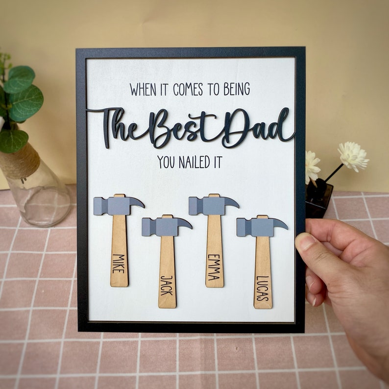 Best Dad You Nailed It Wooden Sign, Personalized Kids' Names Sign ...