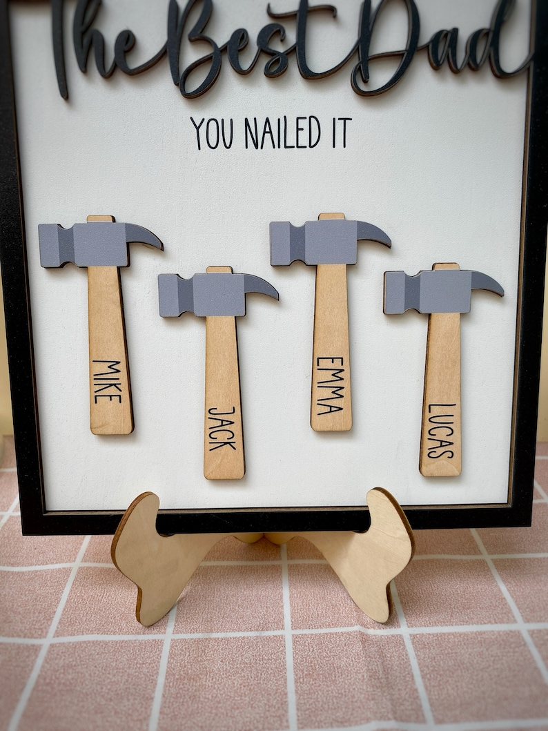 Best Dad You Nailed It Wooden Sign, Personalized Kids' Names Sign ...