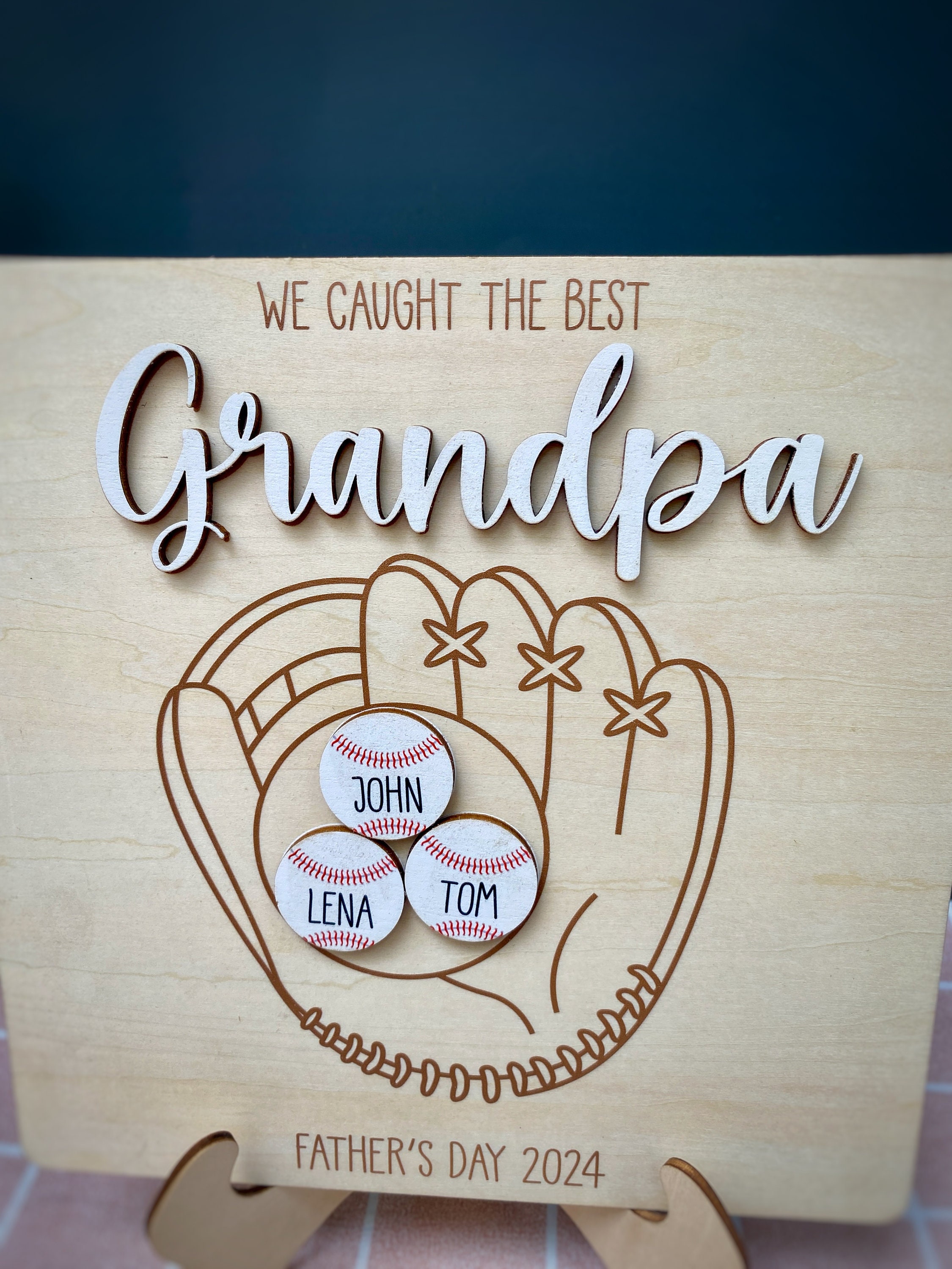 Custom Wooden Fathers Day Baseball Sign, Grandpa Fathers Day Gift From ...