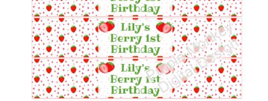 Strawberry Bottle Labels: Berry Sweet Party Stickers (printable PDF ...