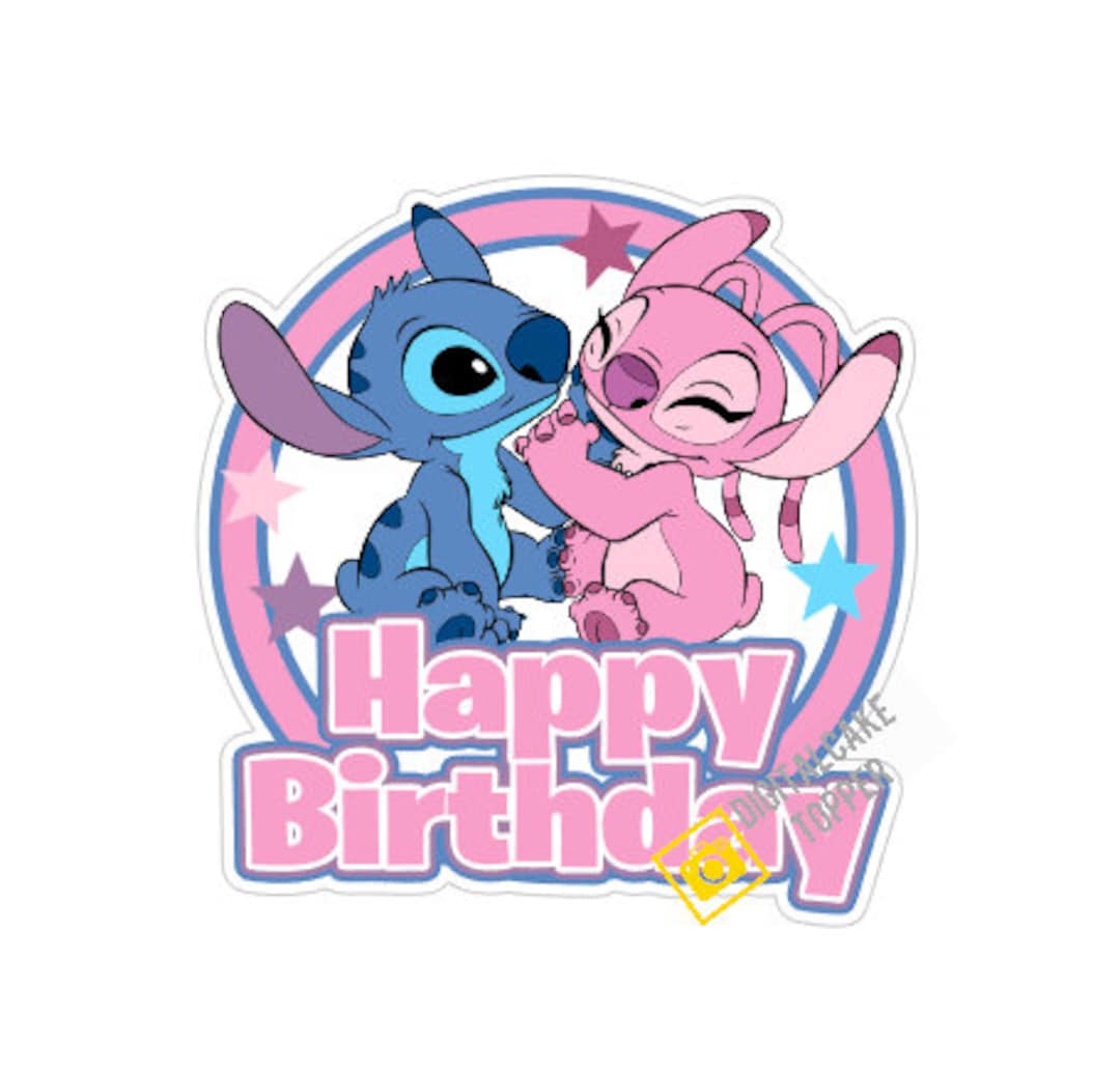 Stitch and Angel Cake Topper - Digital File, Instant Download, Print ...