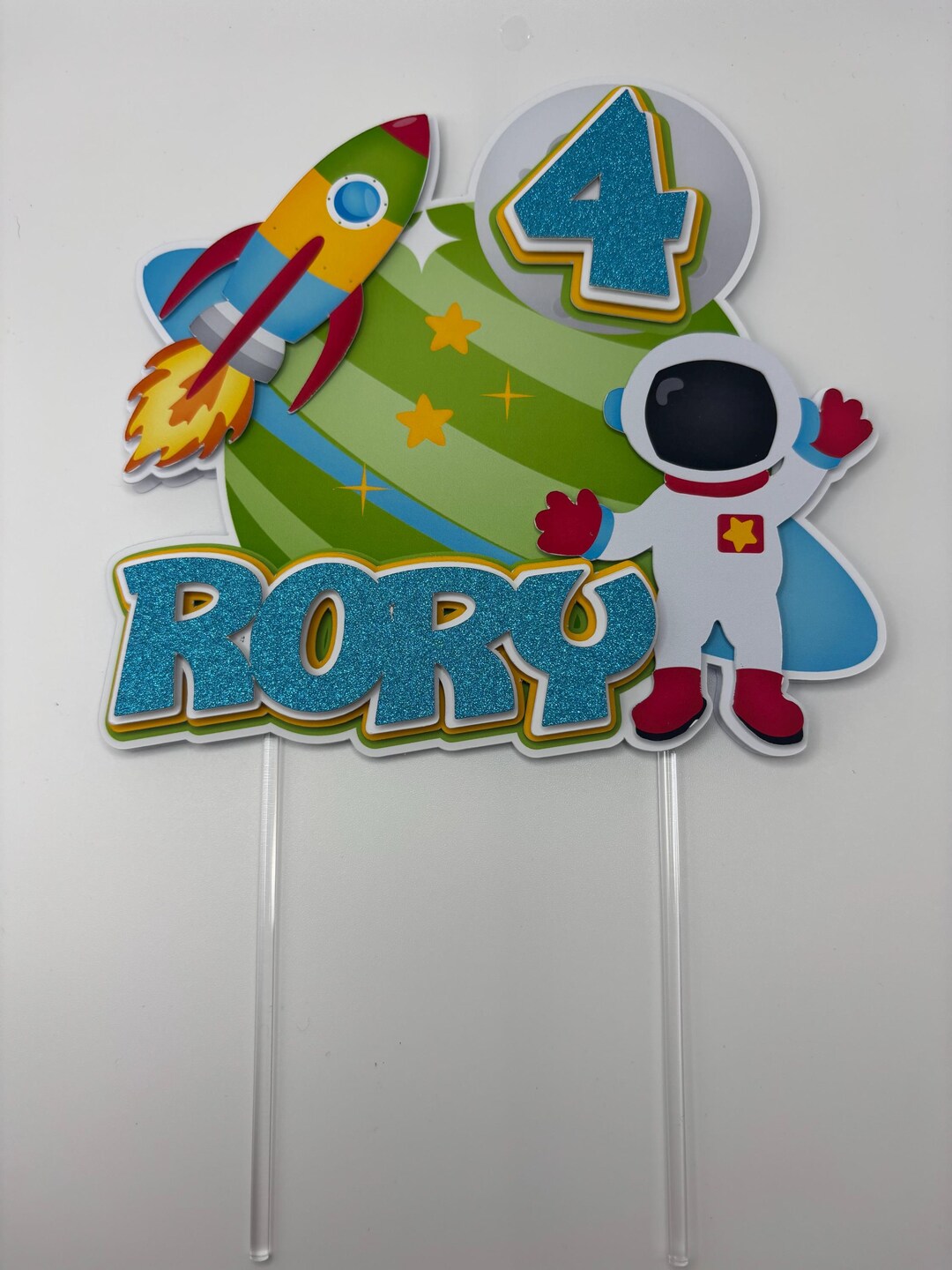 Personalised Space Theme Cake Topper – Rocket, Astronaut & Planet ...
