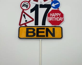 Learner Driver Cake Topper Set, New Driver Cake Toppers, Road Signs ...