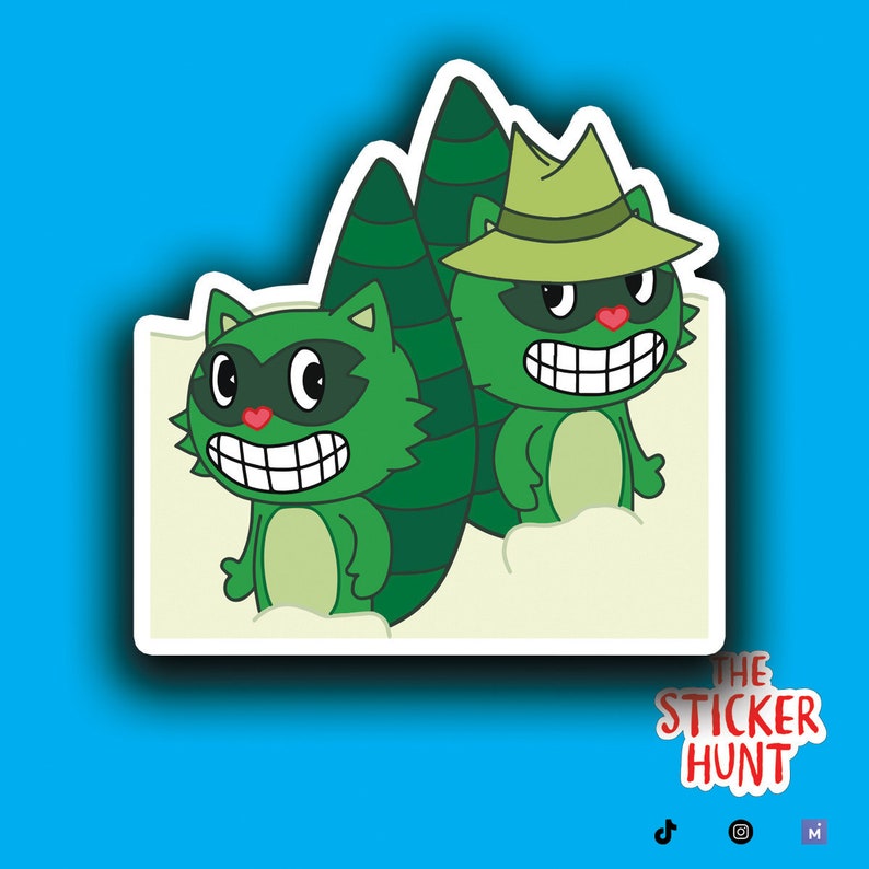 Lifty and Shifty Happy Tree Friends Sticker, Waterproof Vinyl Sticker ...