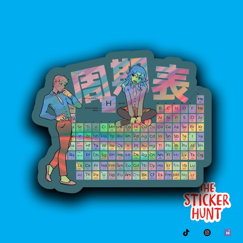 Anime Periodic Table Sticker Waterproof Vinyl Sticker Manga Anime ...