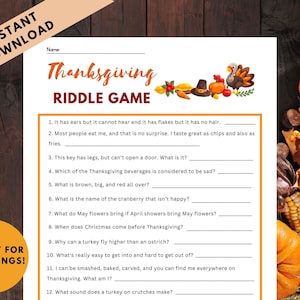 Thanksgiving Riddle Trivia Game, Friendsgiving Games, Fun Thanksgiving ...