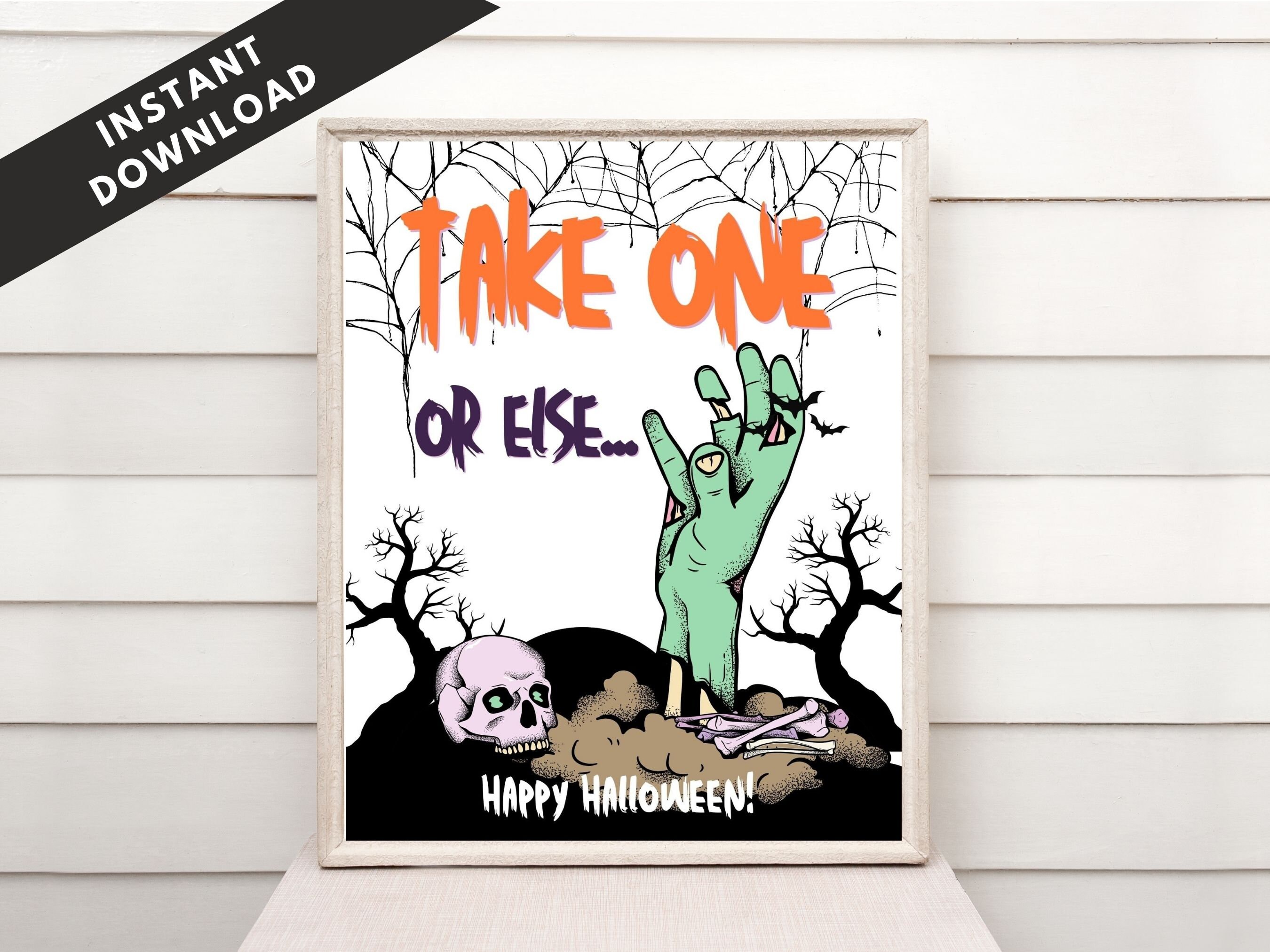 Please Take One Candy Sign Halloween, Trick or Treat Sign, Halloween ...