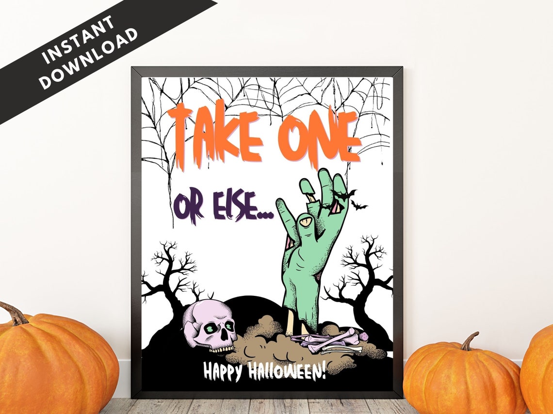 Please Take One Candy Sign Halloween Trick or Treat Sign - Etsy