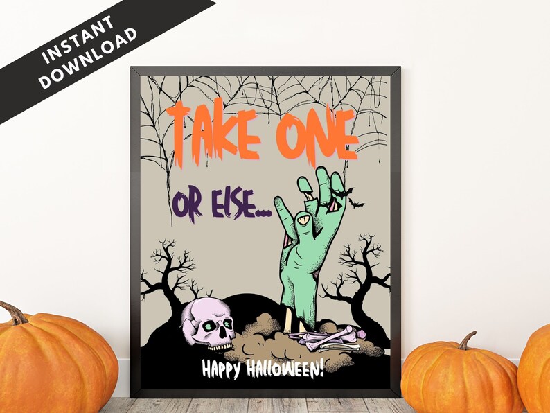 Please Take One Candy Sign Halloween, Trick or Treat Sign, Halloween ...