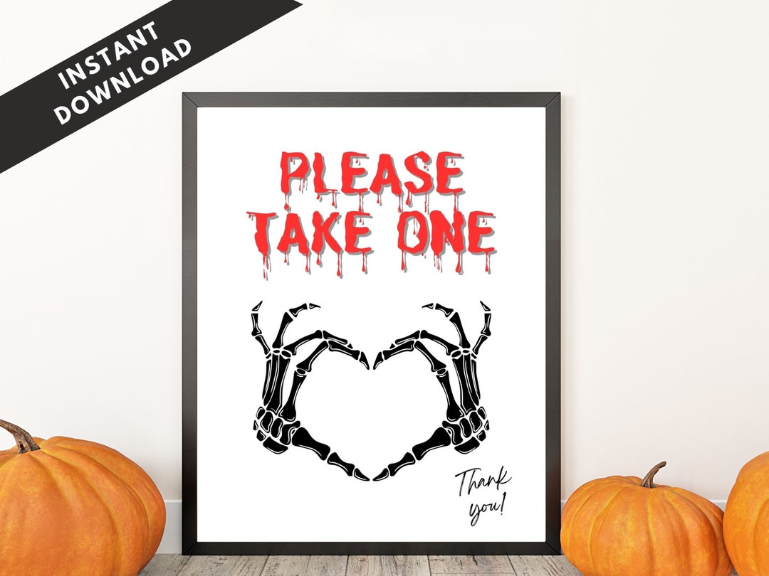 Please Take One Candy Sign Halloween, Trick or Treat Sign, Halloween ...