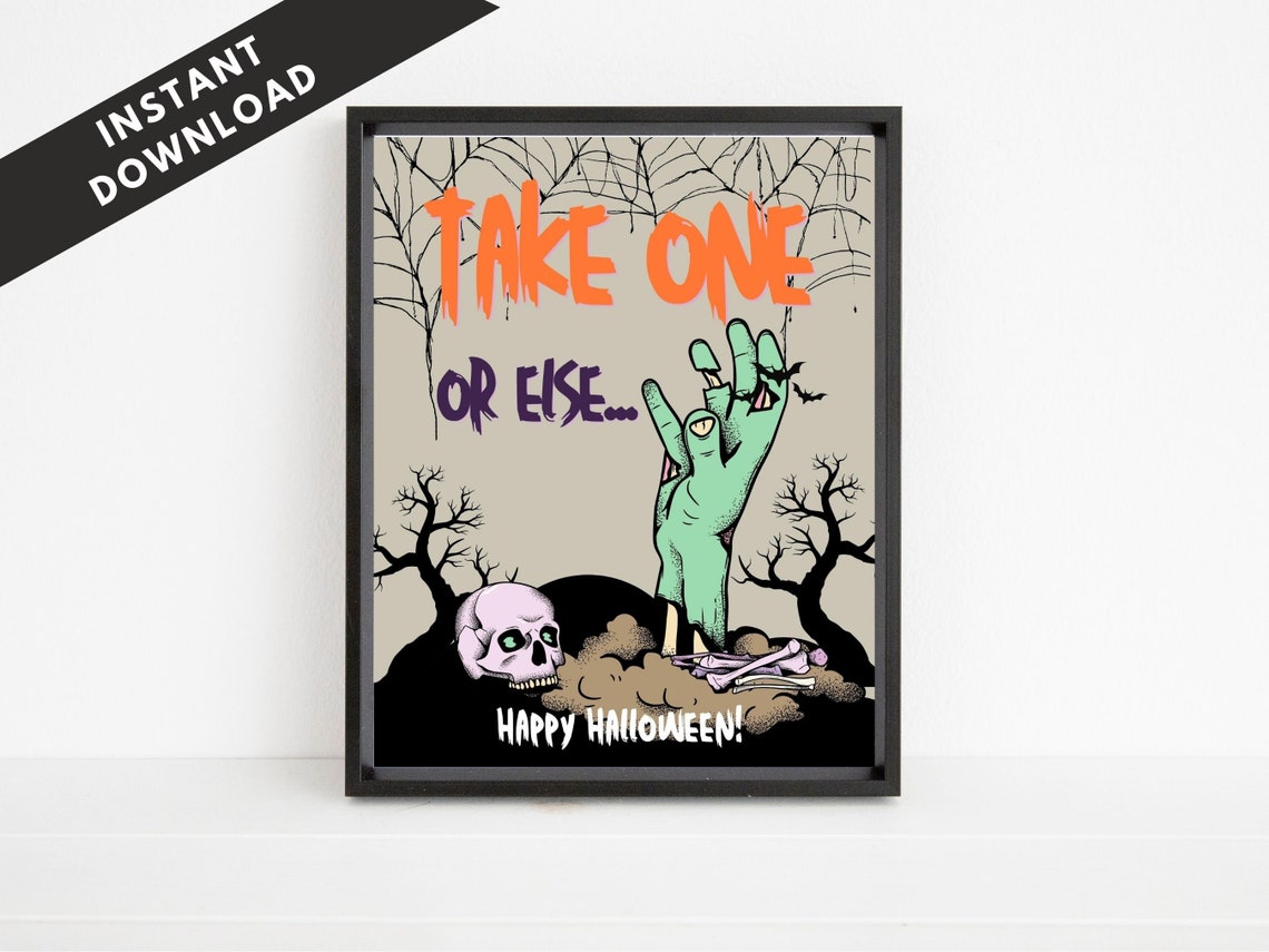 Please Take One Candy Sign Halloween, Trick or Treat Sign, Halloween ...