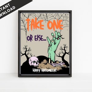 Please Take One Candy Sign Halloween, Trick or Treat Sign, Halloween ...