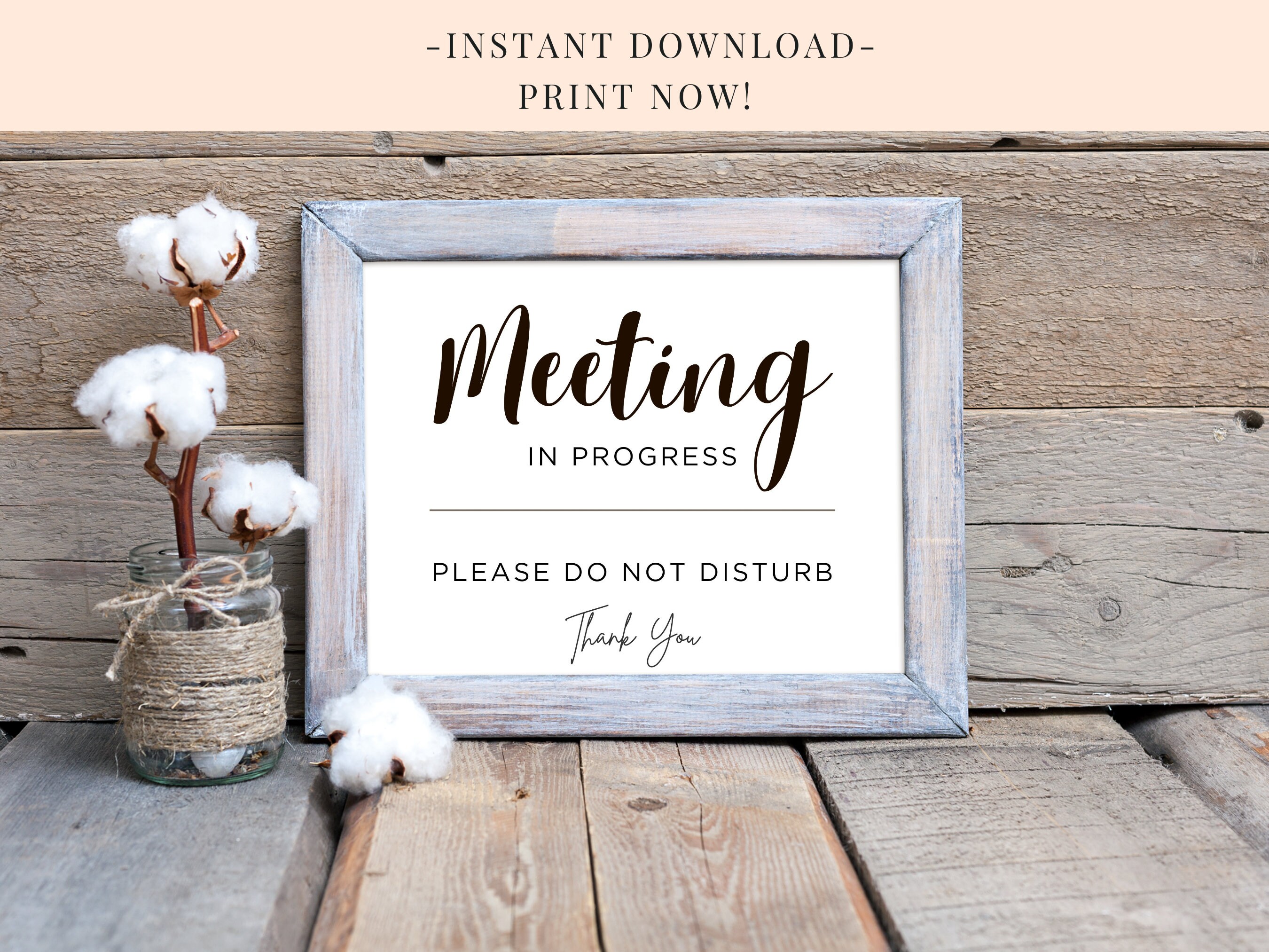 Simple Meeting in Progress Sign, Please Do Not Disturb Printable, Sign ...