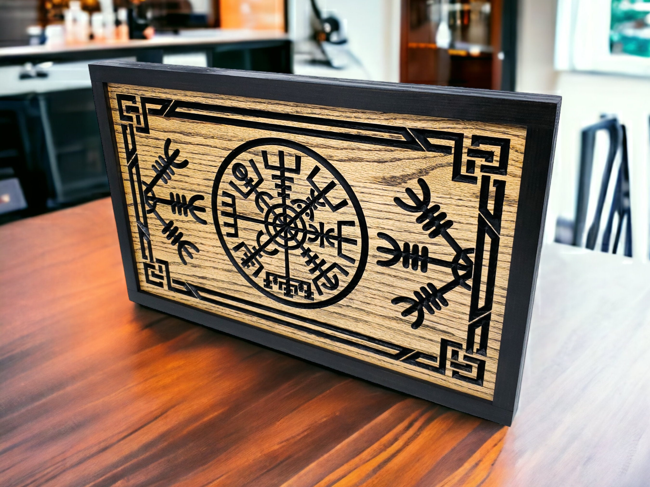 Norse Vegvisir Wooden Plaque / Viking Dragonships Wall Art - Etsy