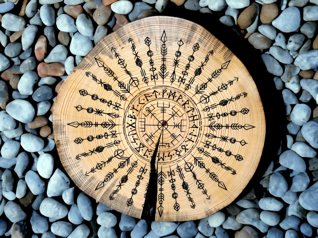 Vegvisir Wayfinder Runes viking Compass Engraved Onto a Live - Etsy