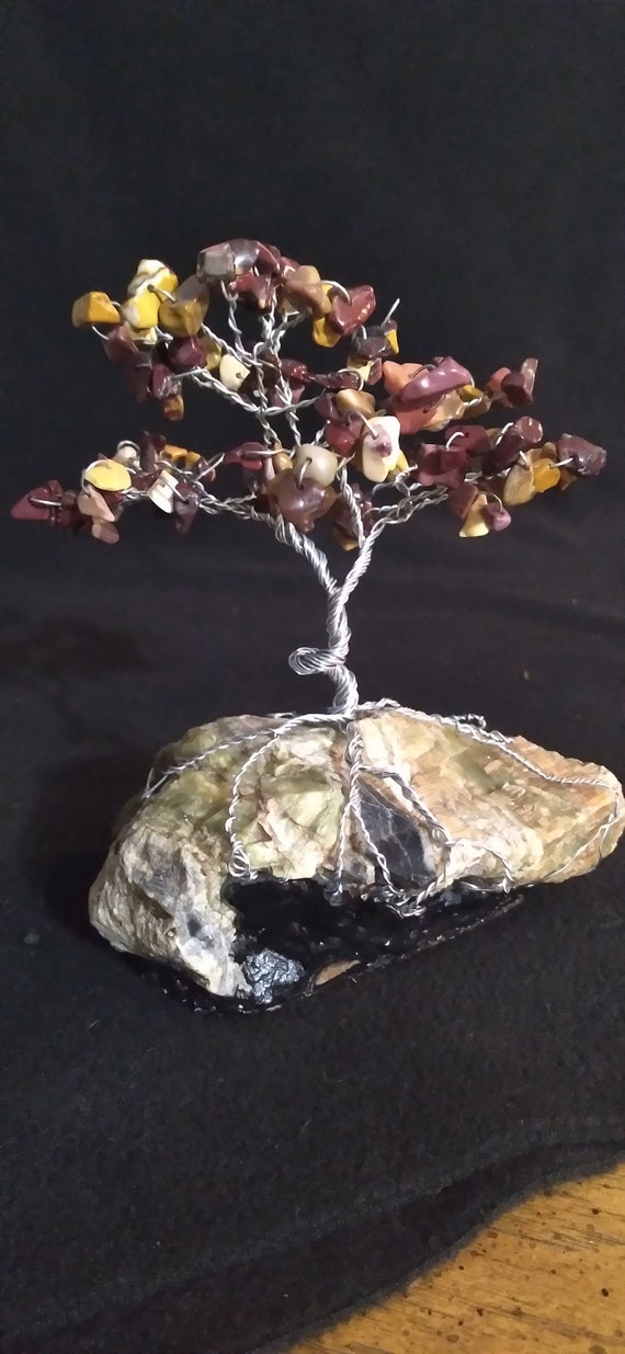 Wire Gemstone Tree Grabbing a Rock With Its Roots - Etsy