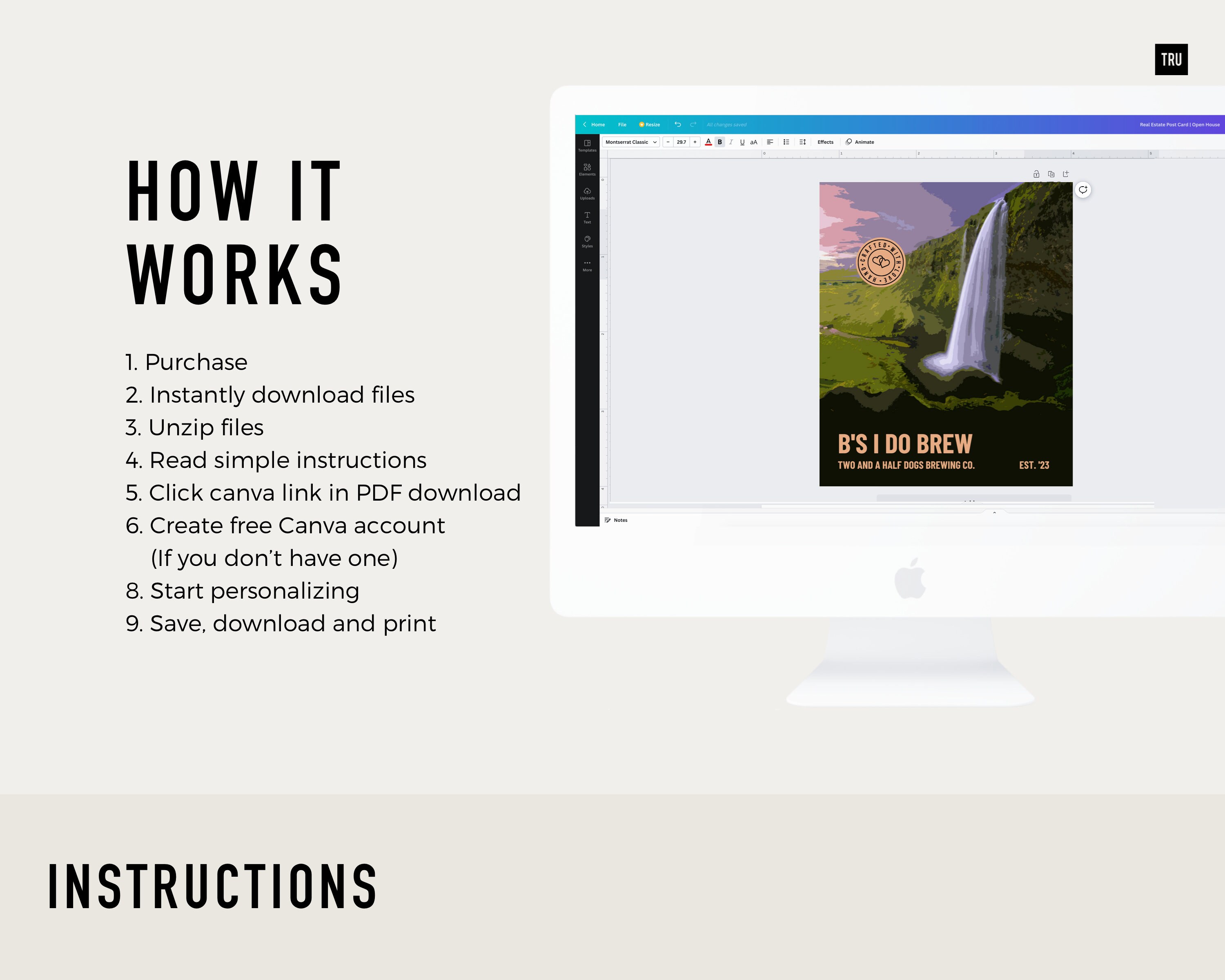 Waterfall Beer Bottle Label Template | Edit in Canva | Beer Bottle ...