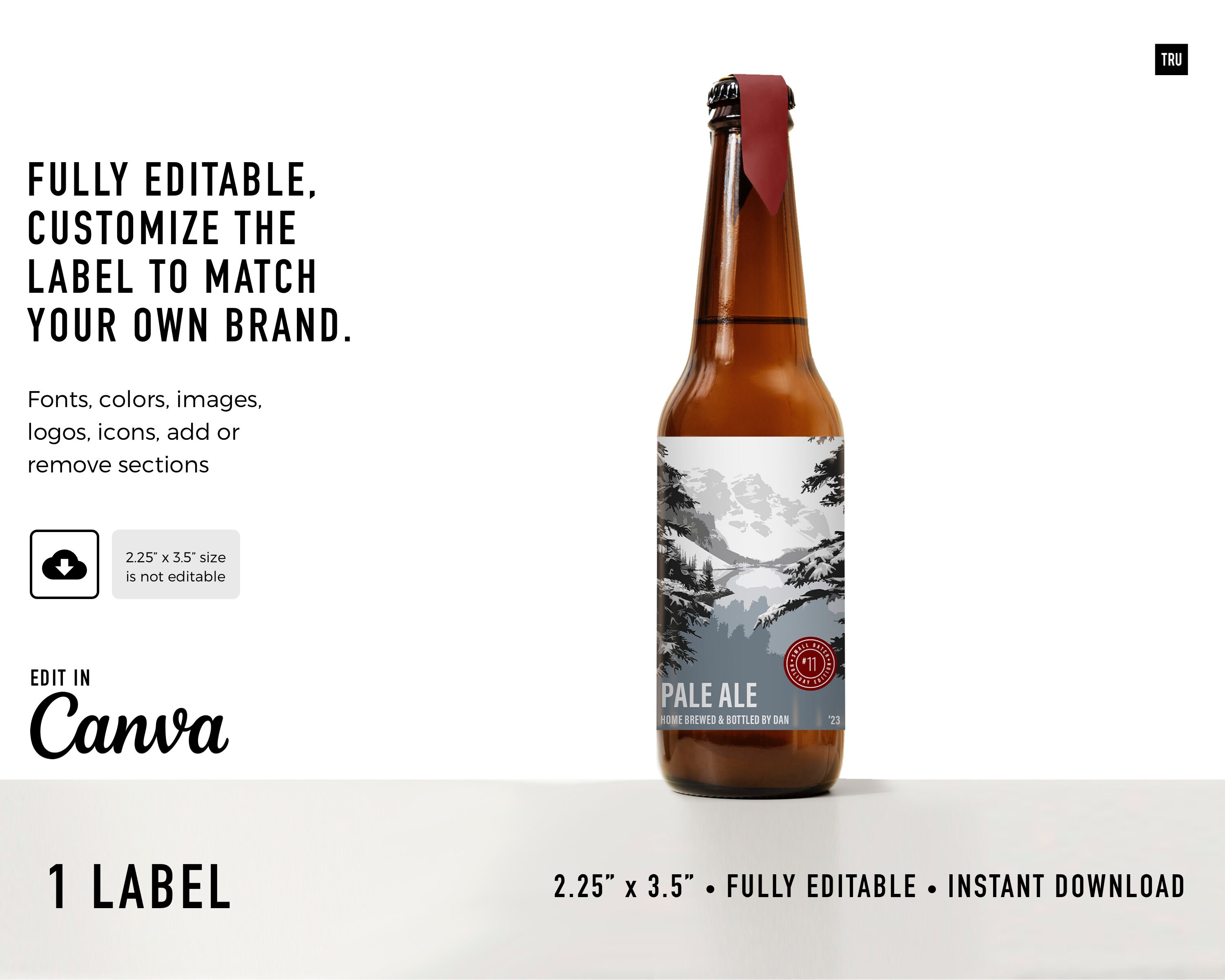 Beer Bottle Label Templates Custom Beer Label Craft Brew Label ...