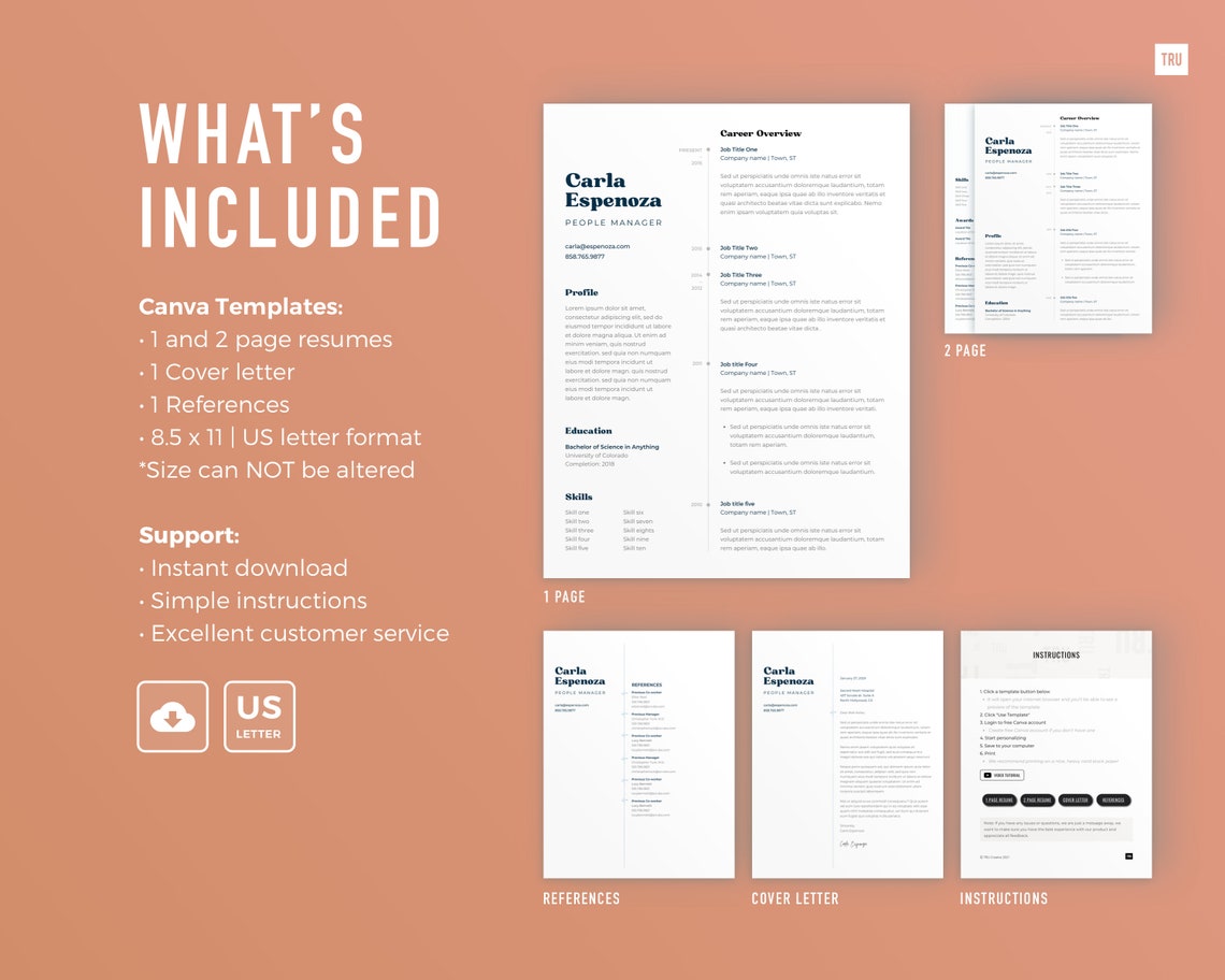 Resume Template Canva Resume Template Minimalist Cv Template Canva ...