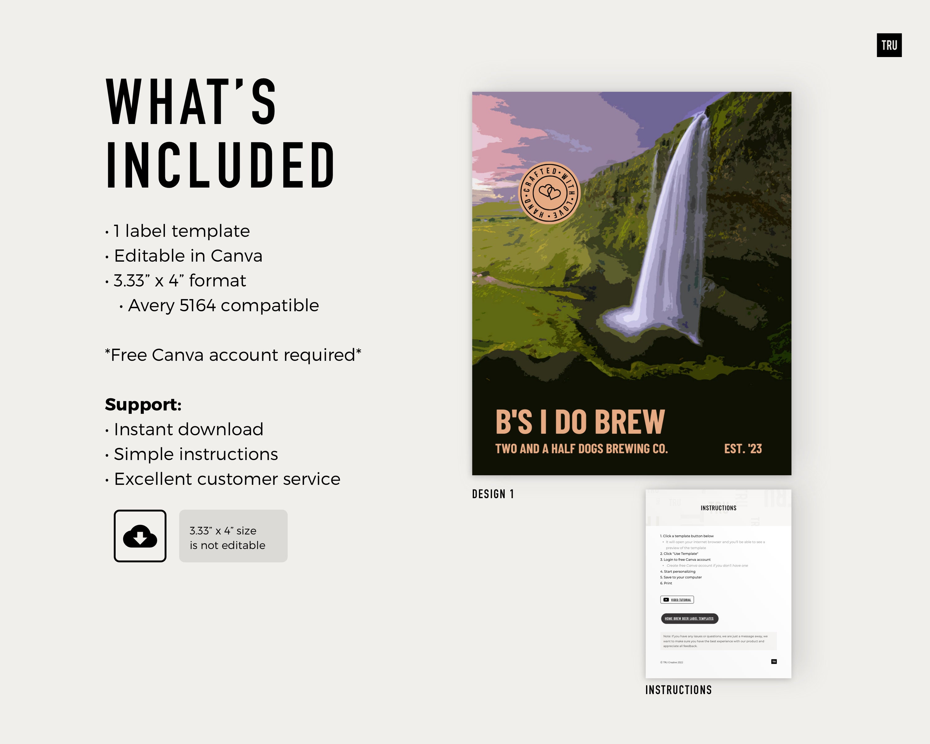 Waterfall Beer Bottle Label Template | Edit in Canva | Beer Bottle ...