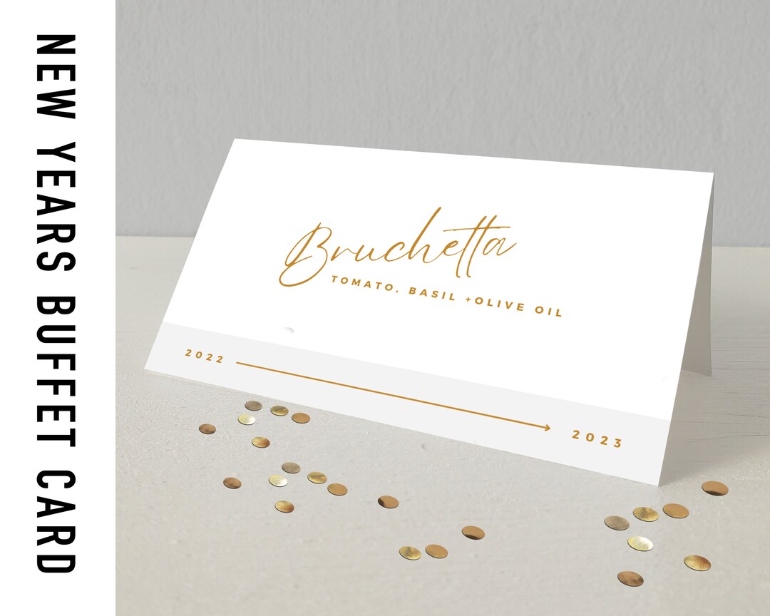 New Years Eve Buffet Food Card Template | Edit in Canva | Tent Label ...