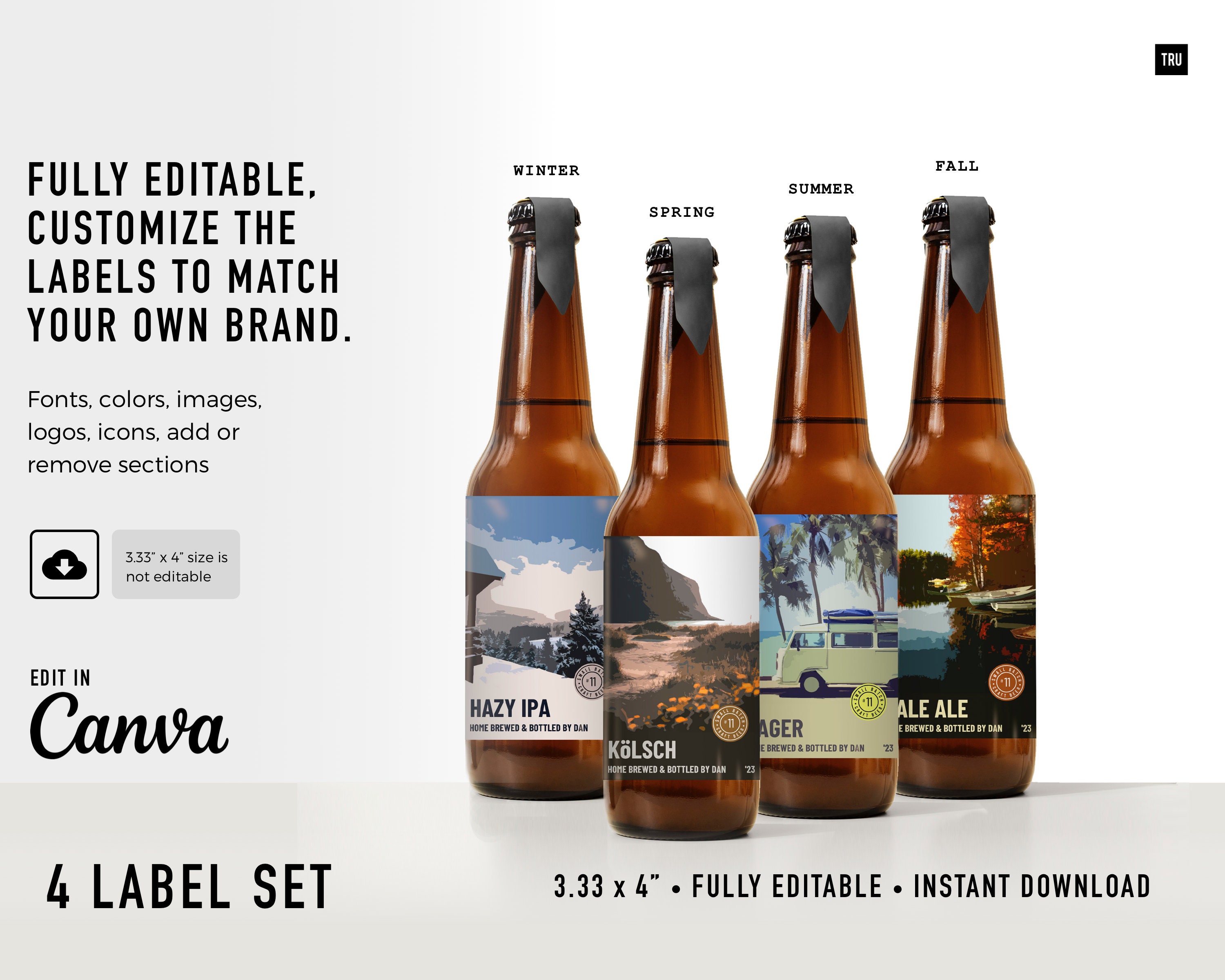 Craft Beer Label Templates Beer Home Brew Labels Edit in Canva Label ...