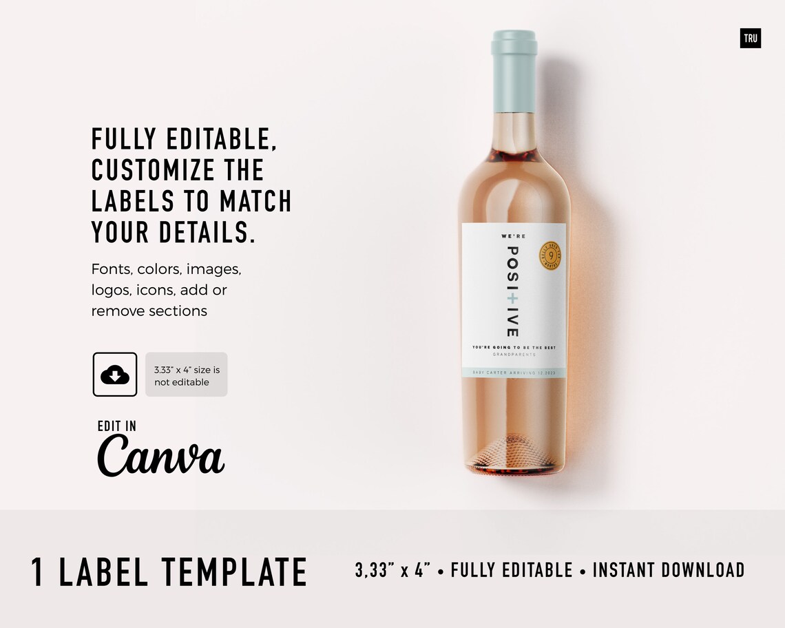 Baby Announcement Wine Label Template, Pregnancy Announcement Sister ...