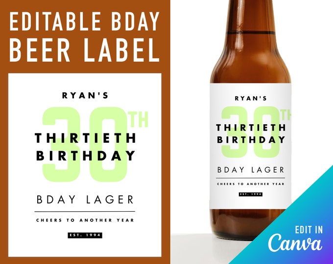 Personalised Happy Birthday Beer Label, Birthday Beer Label, Milestone ...