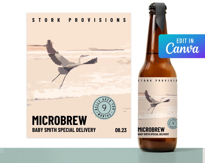 Baby Announcement Beer Label With Optional Carrier • A Baby is Brewing ...