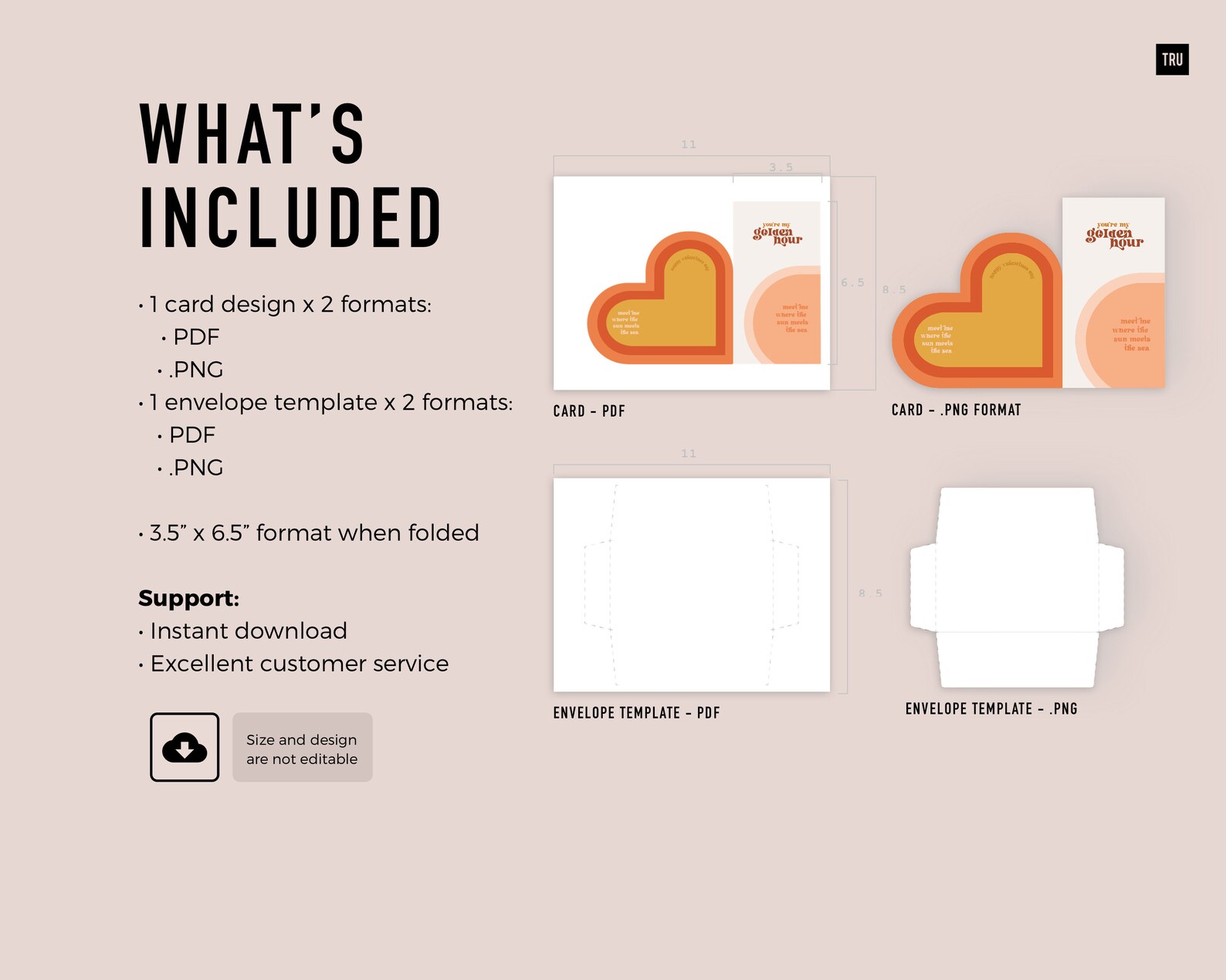 Valentines Day Card + Envelope Template | Printable Instant Download ...