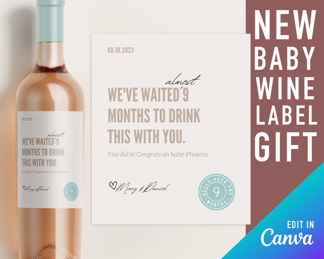 New Baby Wine Label Template, New Mom Wine Label Gift Idea, New Parent ...