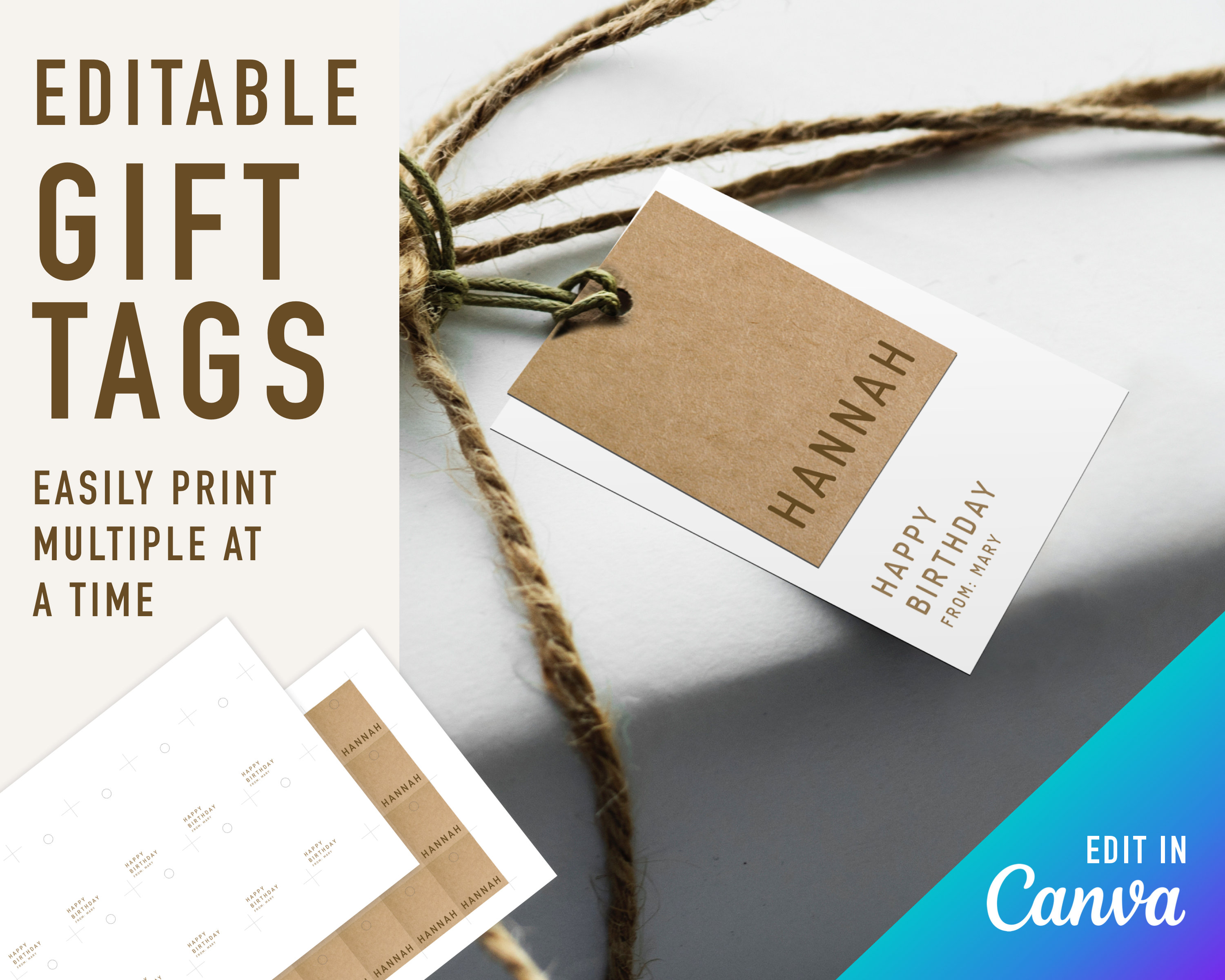 Gift Tags Template Hang Tags Editable Gift Tags Canva - Etsy