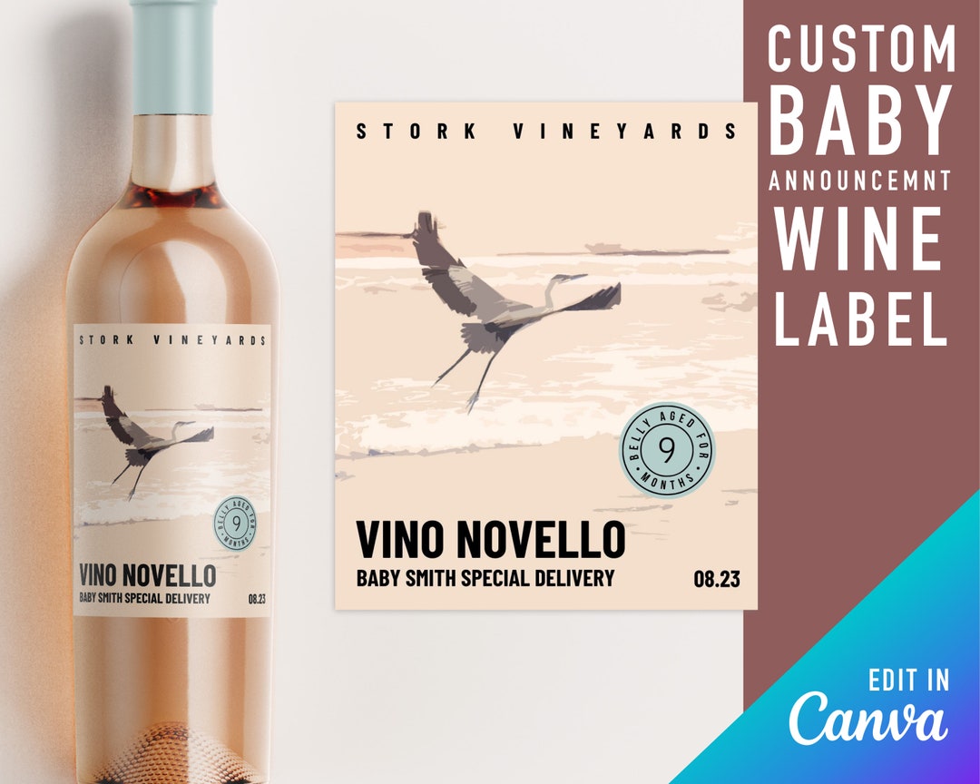 Baby Announcement Wine Label Template, Pregnancy Announcement Wine ...