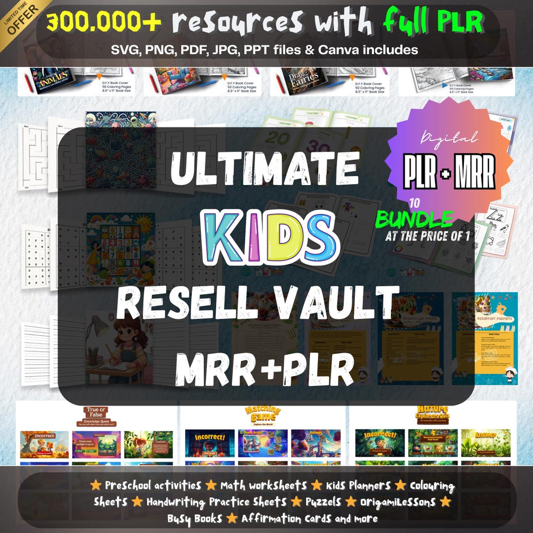 Ultimate Kids Digital Product Resell Vault Games Learning & Classroom ...