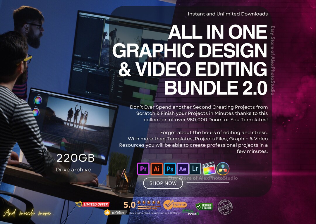 Designer Bundle, Comprehensive Graphic Tools, Lightroom Presets, SVG ...