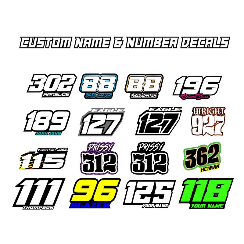 Vinyl Race Number Decals - Etsy