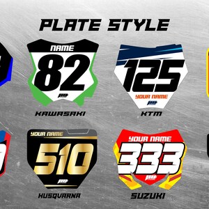 Custom Metallic Motocross Number Plate Decals: Personalized Size ...