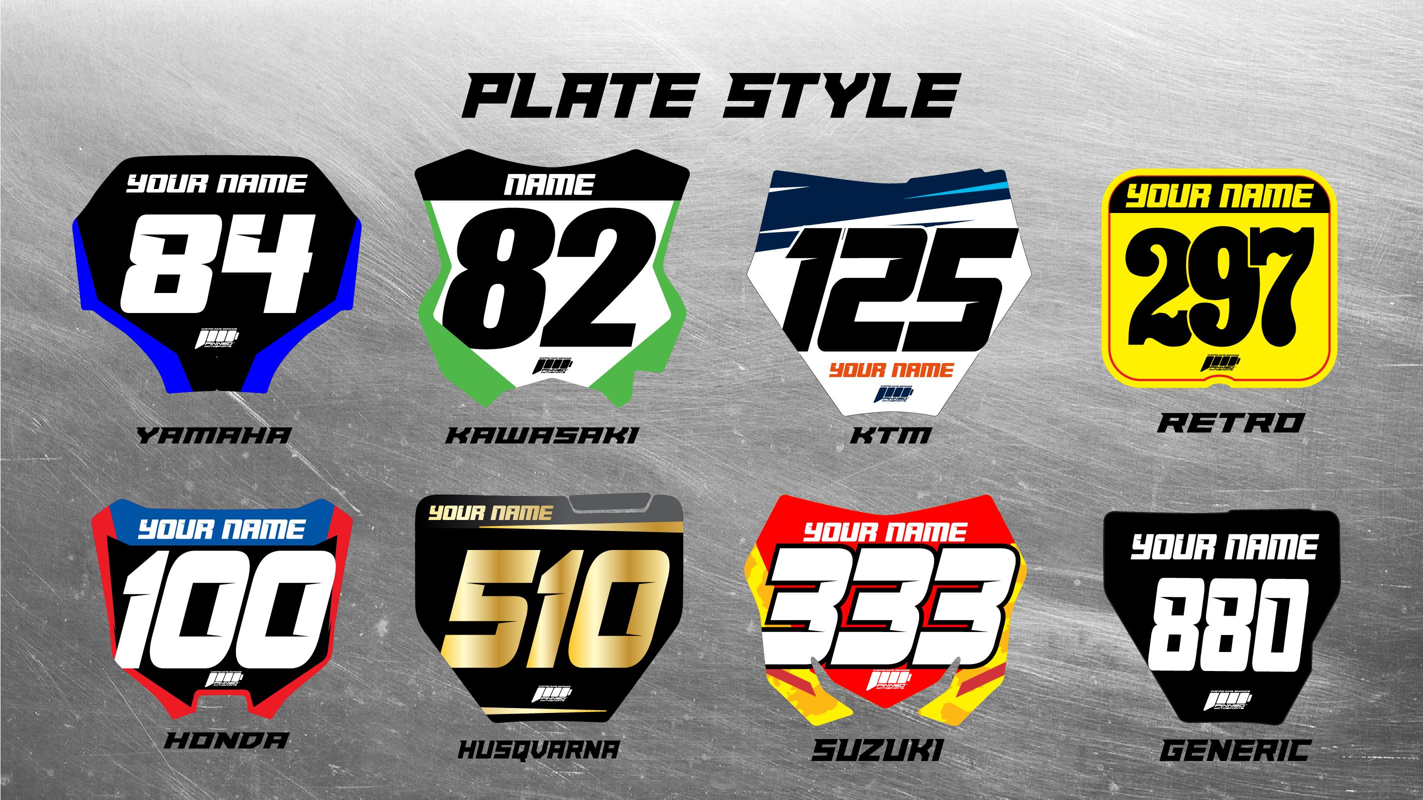 Custom Metallic Motocross Number Plate Decals: Personalized Size ...