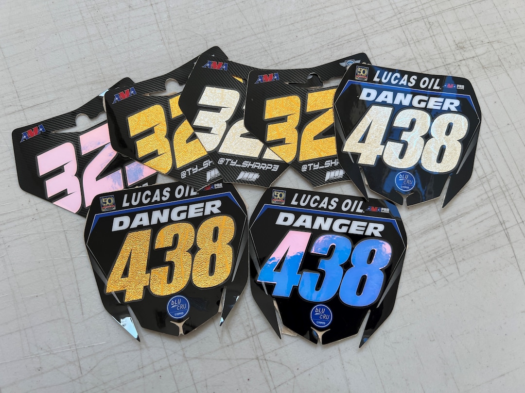 4" Metallic Mini Plate Decals / Metallic Number Plate Decal / Motocross ...
